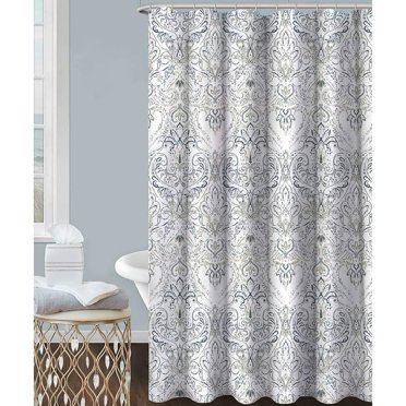 Donna Sharp Fleur de Lis Scrolls White Embroidered Cotton Shower ...