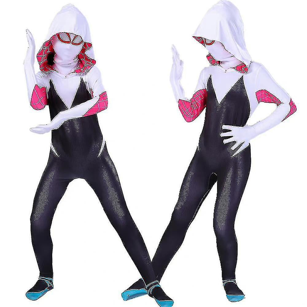 4-10 Years Kids Girls Spider Gwen With Mask Cosplay Jumpsuit Costume ...