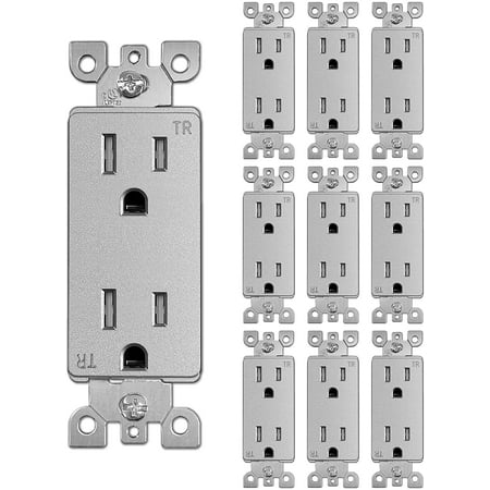 [10 Pack] LZMY Silver Color 15 Amp Receptacle Outlet, Signature ...