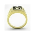 Men's Stainless Steel 14K Gold Ion Plated Crystal Masonic Lodge ...