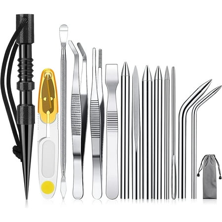 14 Pieces Knotter Tools Paracord FID Needle Set Stainless Steel Lacing ...