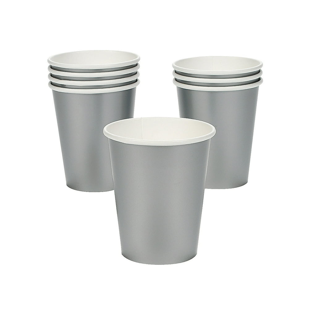 Metallic Silver 9Oz Cups (24Pc) - Party Supplies - 24 Pieces - Walmart ...