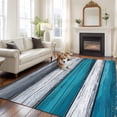 Blue Grey Stripe 5'x7' Rug for Living Room Sofa and Coffee Table Layout ...