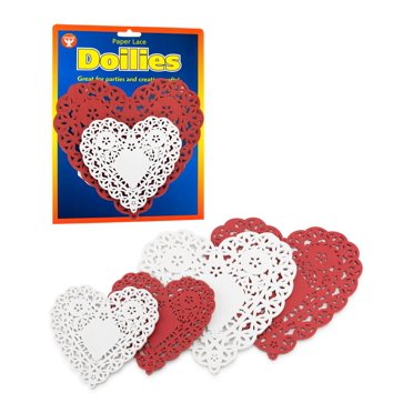 School Smart Paper Die-Cut Heart Lace Doily, 6 Inches, Red, Pack of 100 ...