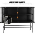 YesFashion Modern Sideboard Console Table with 2 Fluted Tempered Glass ...