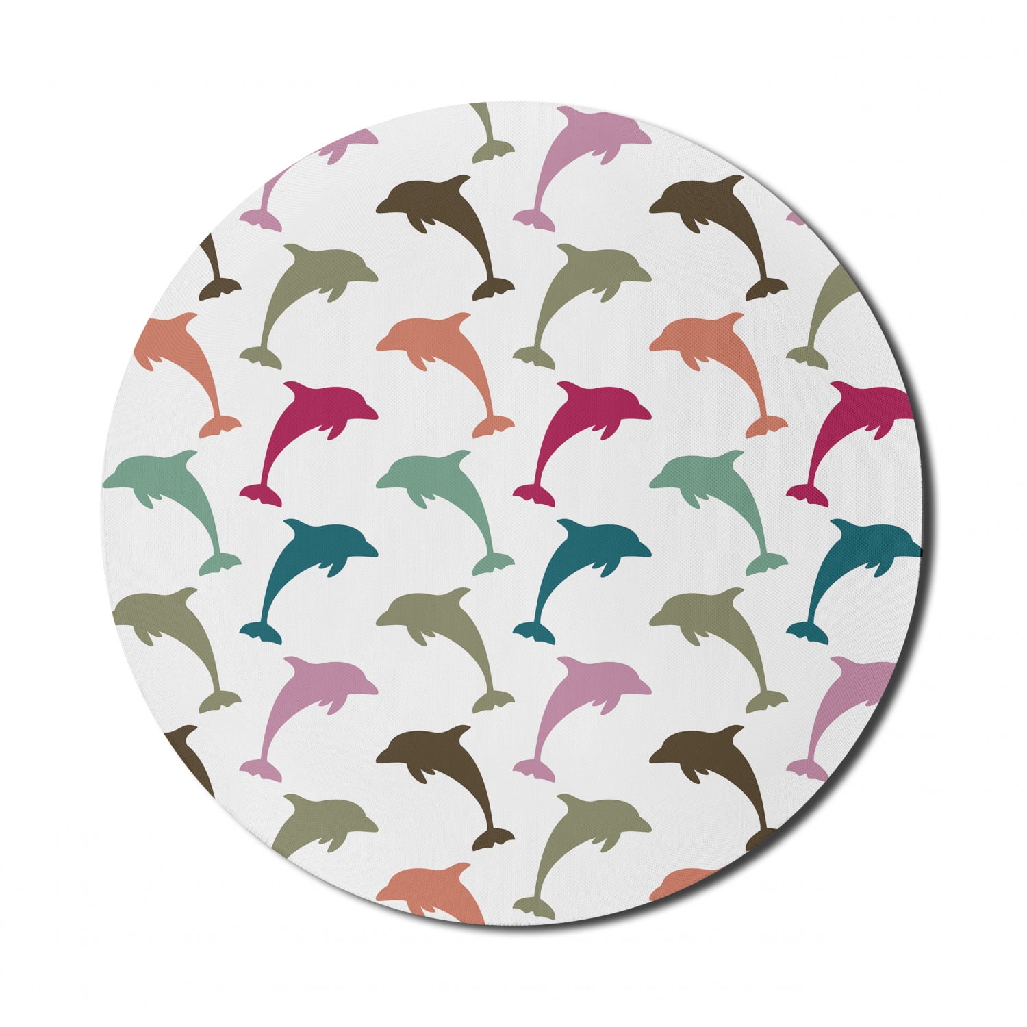 Sea Animals Mouse Pad for Computers, Colorful Dolphin on White ...