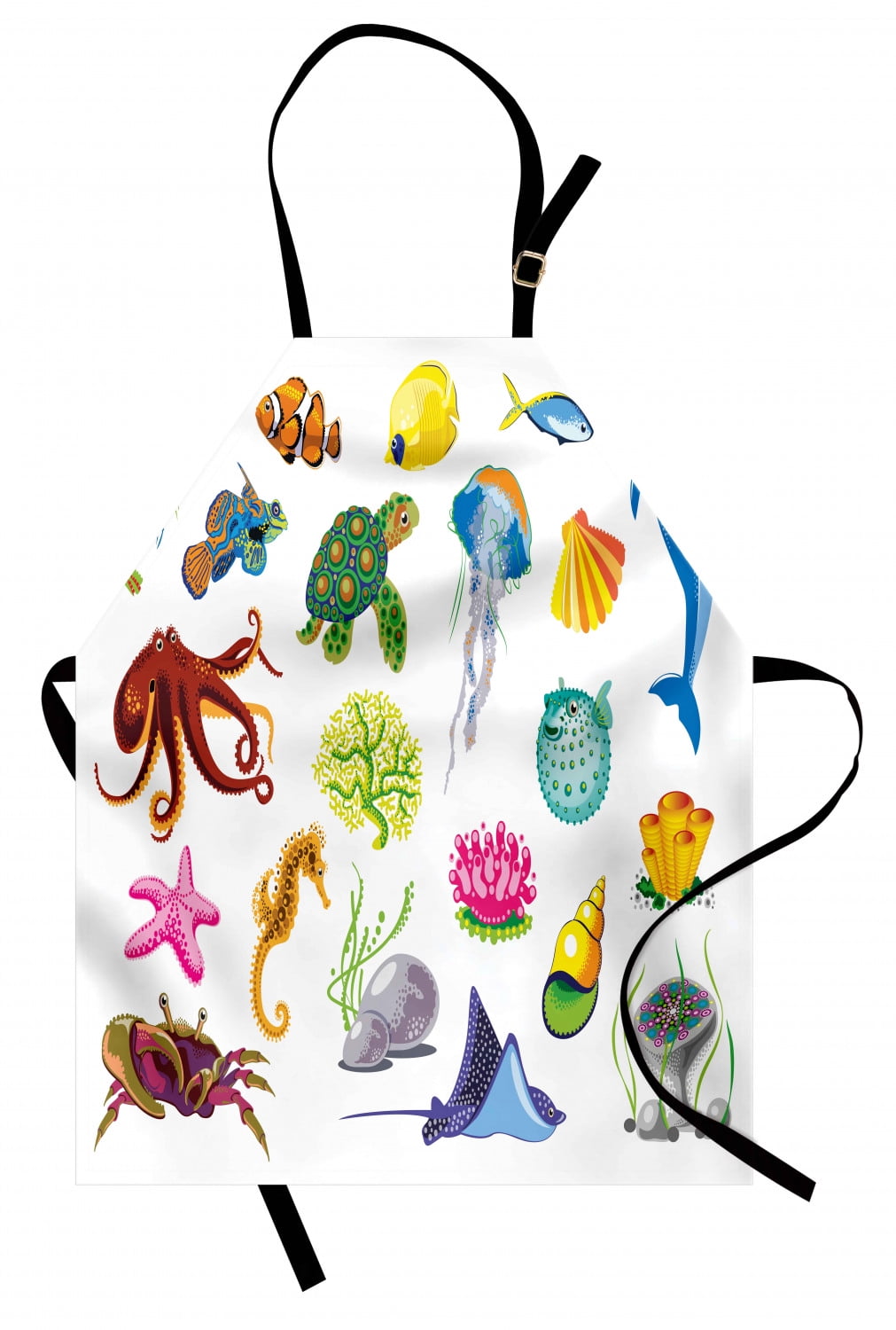 Marine Apron Sea Animals Octopus Dolphin Shells Stingray Crab Turtle ...
