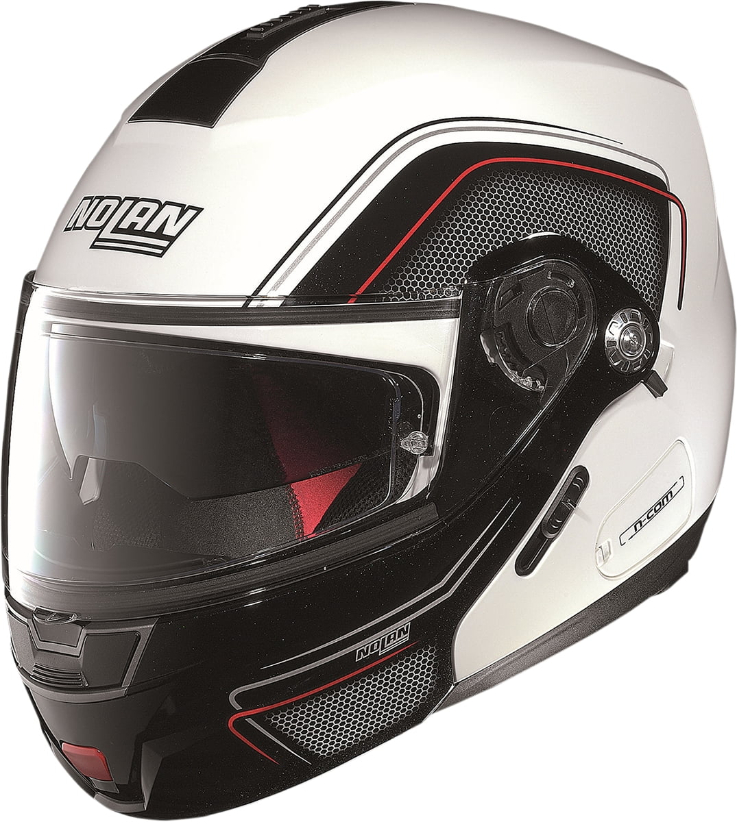 Nolan N-91 N-Com Modular Helmet Metallic White/Black Md N915273990392 ...