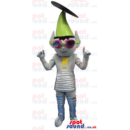 Cosmic Boy SPOTSOUND Mascot With A Green Pointy Hat - Mascots-Mascots ...