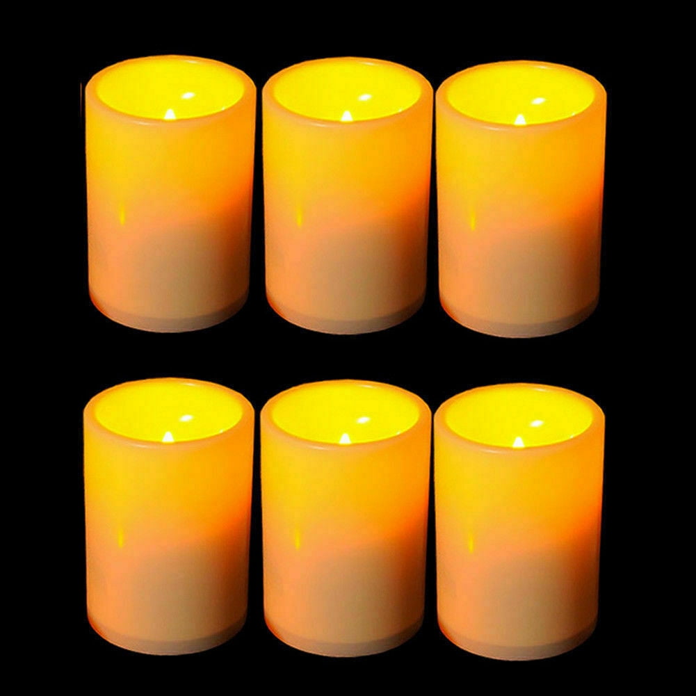 6 Pack Flickering LED Flameless Candle Light Pillar Tealight with Timer ...