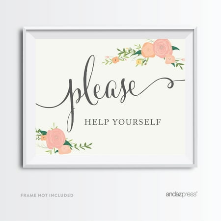 Please Help Yourself Floral Roses Wedding Party Signs - Walmart.com