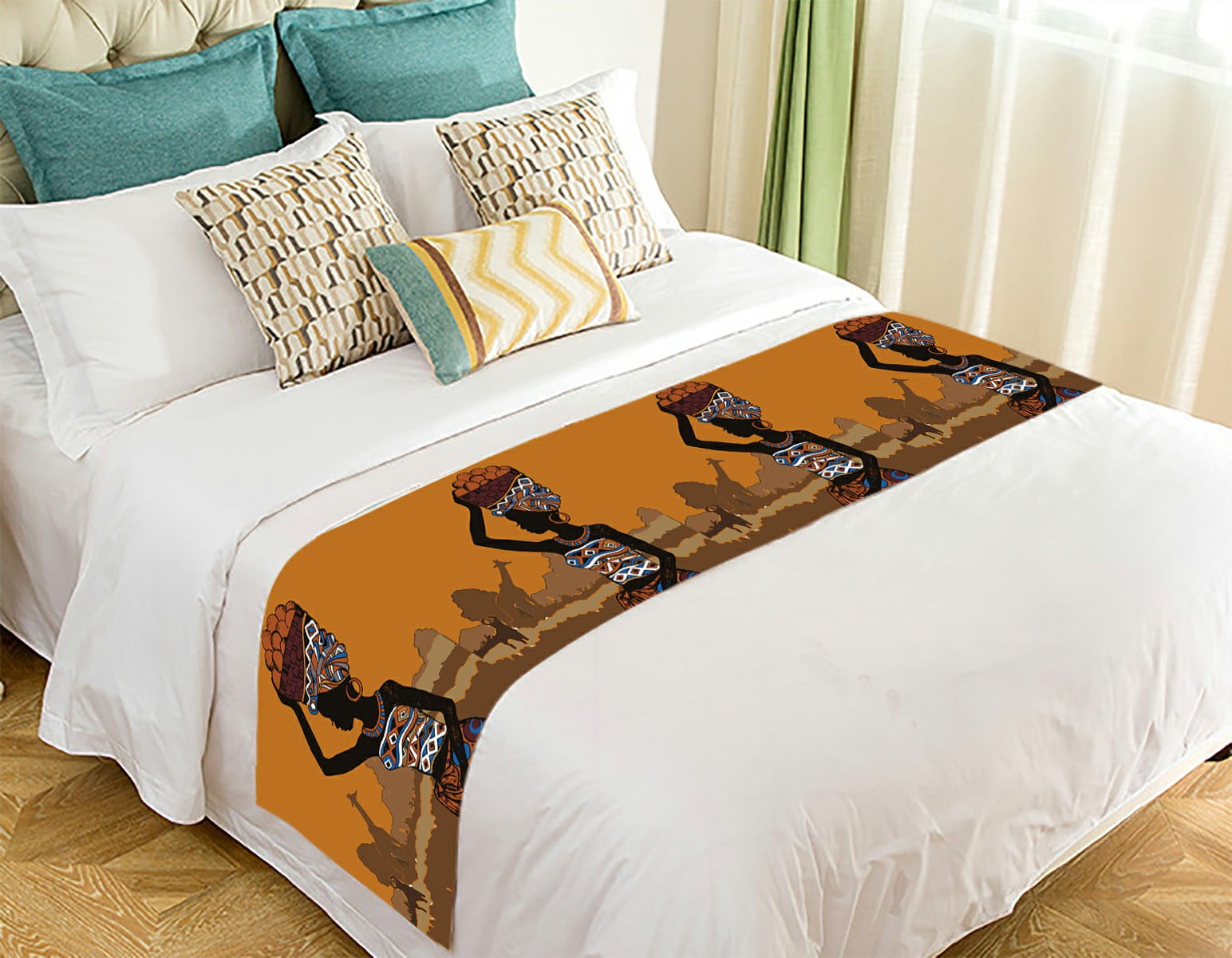 ECZJNT illustration Beautiful black African woman Bed Runner Bed Scarf ...