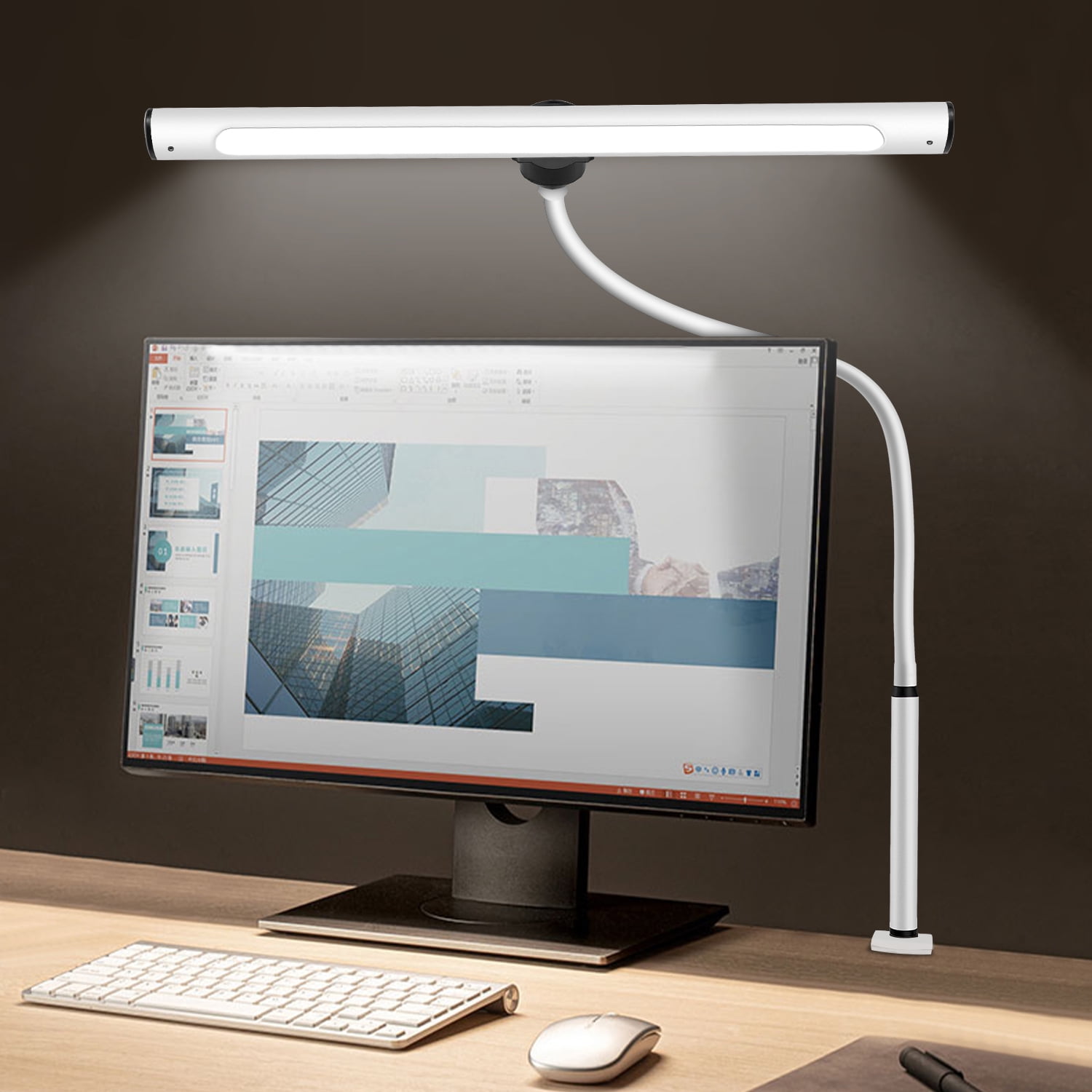 LED Desk Lamp 12W 600lm Flexible Goose-Neck Workbench Light with 5 ...
