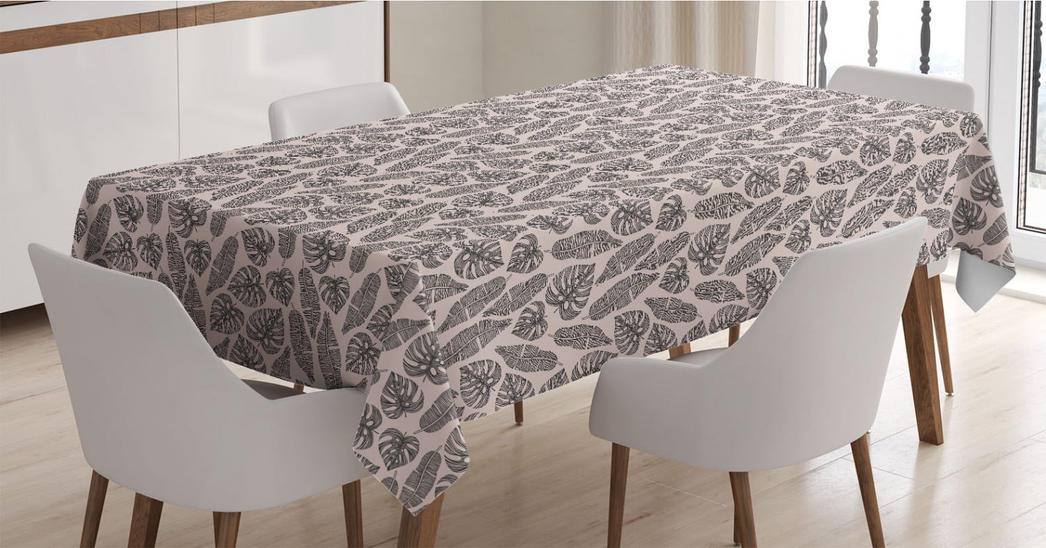 Exotic Tablecloth, Exotic Palm Leaves Botanical Art Pastel Background ...
