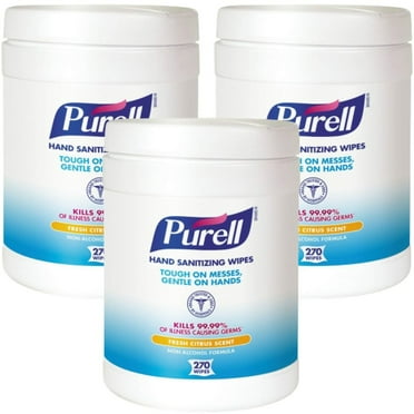 Purell Ethyl Alcohol Hand Sanitizer Wipes, Bulk Pack of 6 Canisters ...