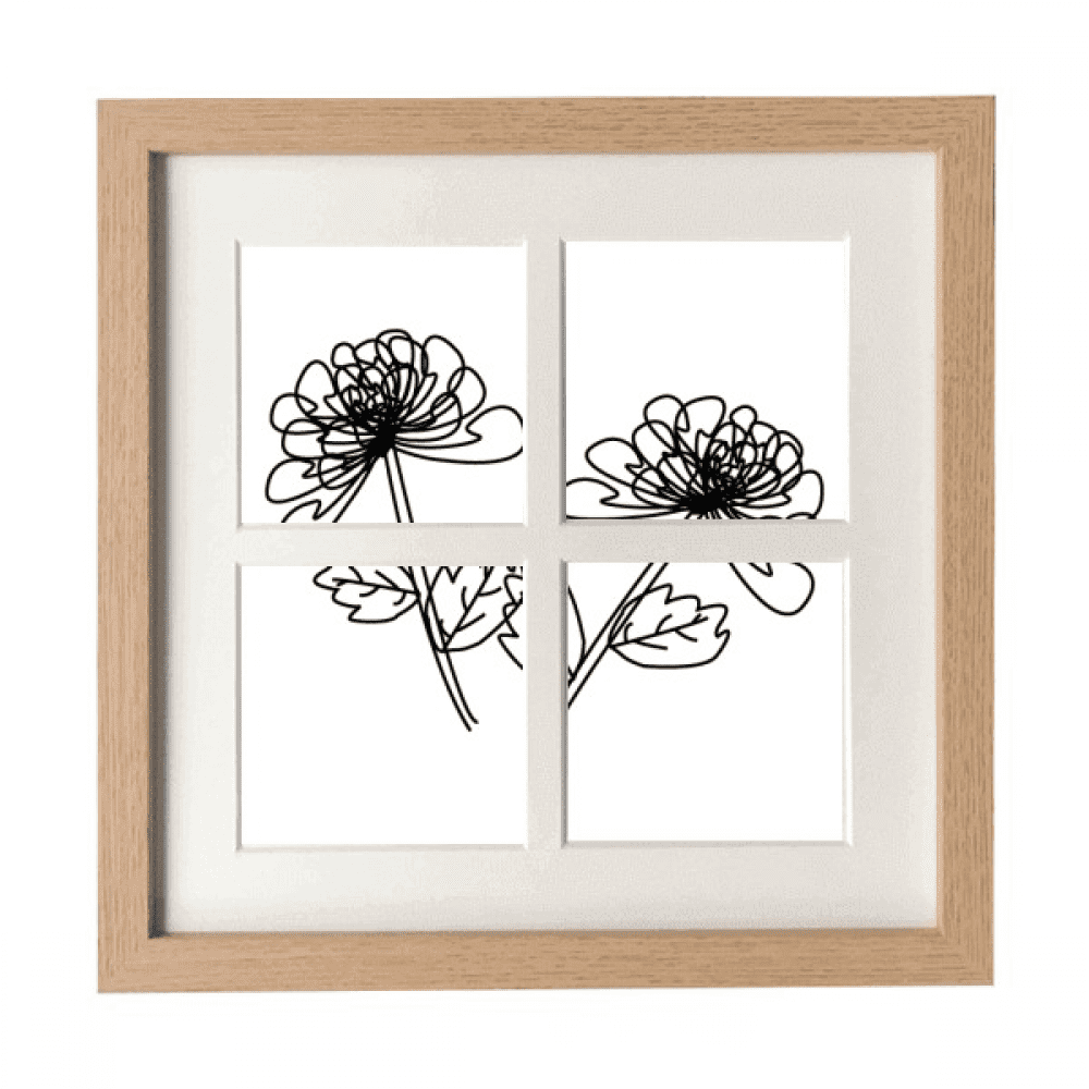 Hand Drawn Chrysanthemum Line Illustration Frame Wall Tabletop Display ...