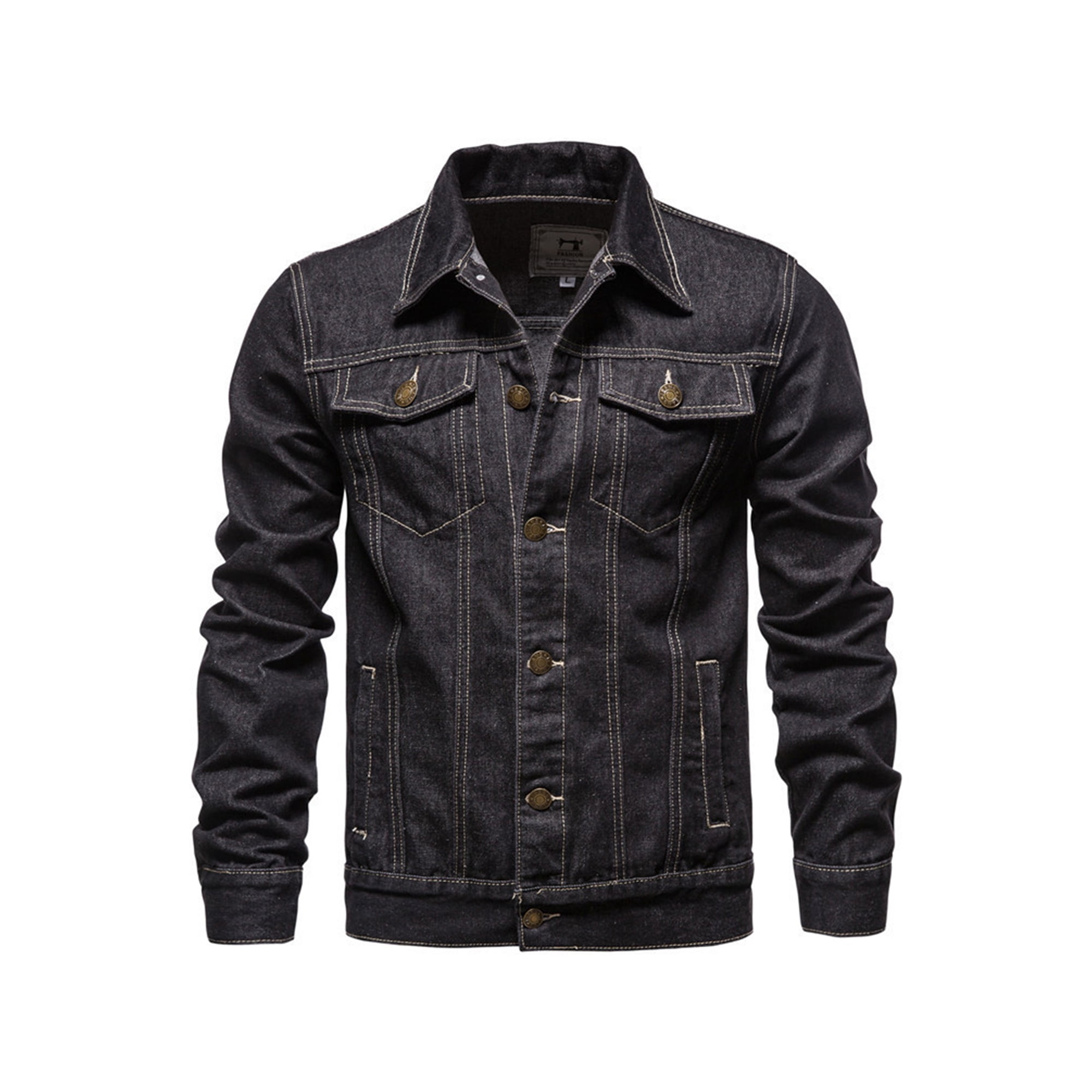 Click here for Fashnice Mens Jean Jacket Long Sleeve Trucker Coat... prices