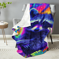 1pc a Raccoon-Themed Blanket in Vibrant Neon Hues. This Cozy And Warm ...