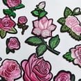 25pcs Rose Iron on Patches, Assorted Sizes Pink Floral Embroidered ...