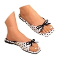 BRICH Women's Summer Satin Polka Dot Bow Slide Square Open Toe Flats ...
