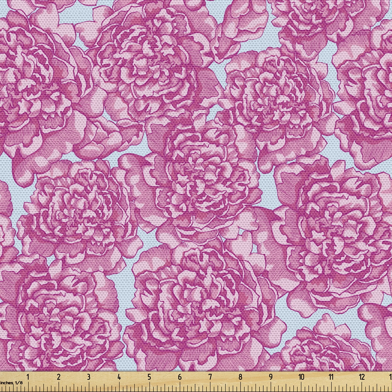 Spring Upholstery Fabric by the Yard, Close-up Illustration of Peony ...