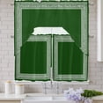 Dark Green Geometric 3 Pieces Swag Kitchen Curtains Set, White Greek ...