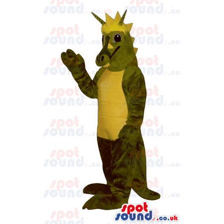 Original Green Dragon SPOTSOUND Mascot With A Yellow Belly And Spikes ...