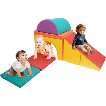 7-Piece Toddler Climbing Blocks Set, Foldable Foam Blocks for Climbing ...