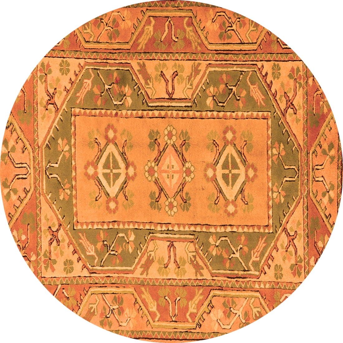 Ahgly Company Indoor Round Oriental Orange Traditional Area Rugs, 6 ...