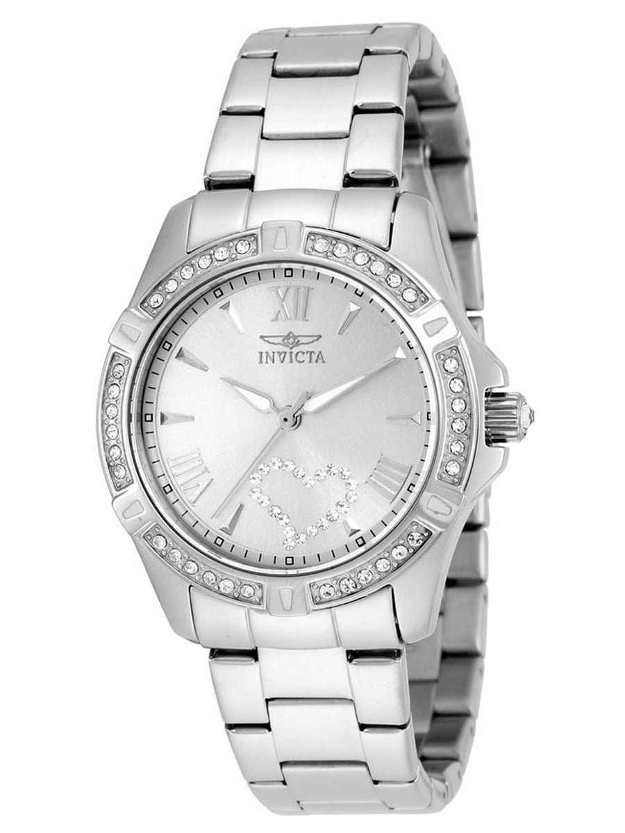 Invicta Women's 21383 Angel Crystal Accented Bezel Silver Dial Steel ...