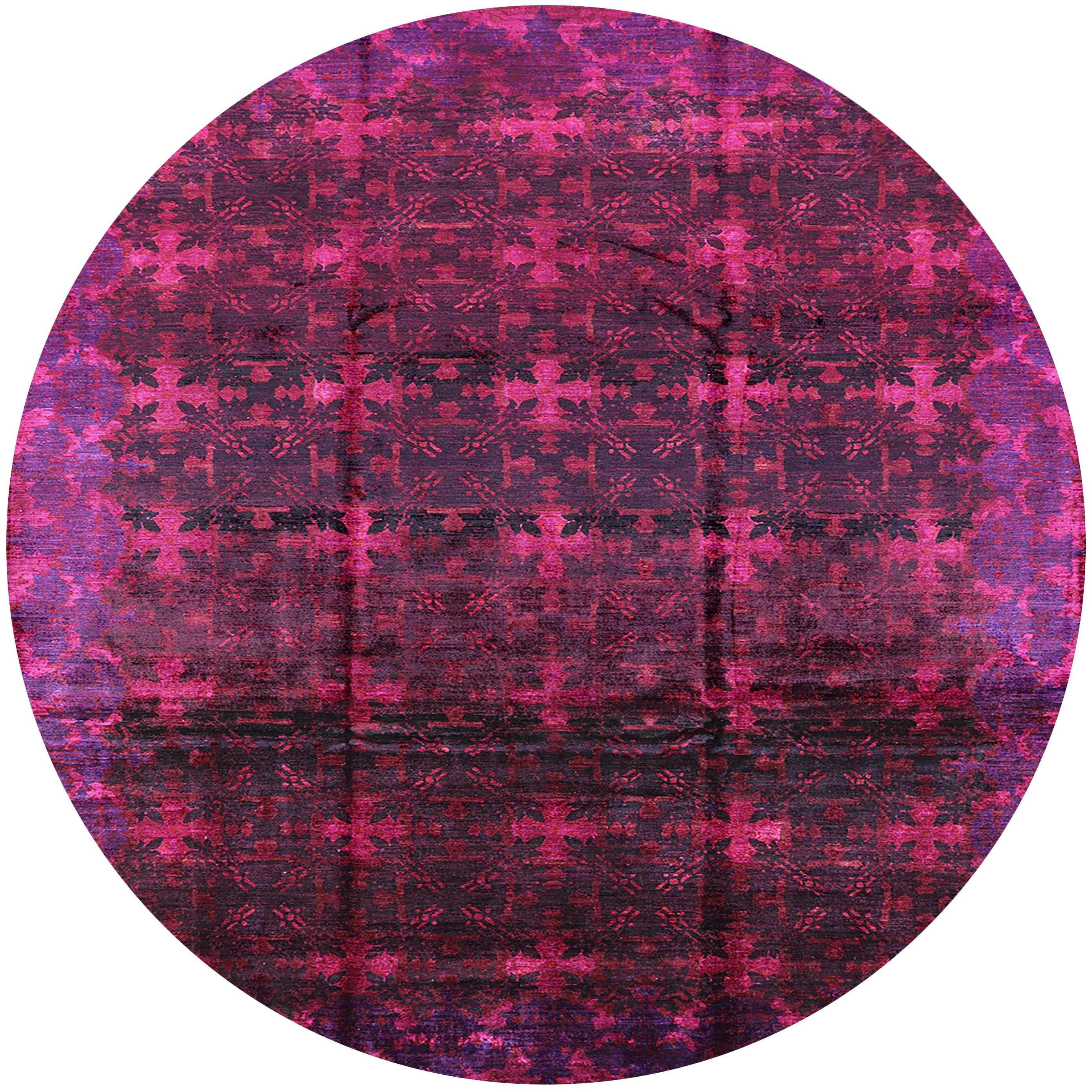 Ahgly Company Indoor Round Mid-Century Modern Dark Raspberry Purple ...