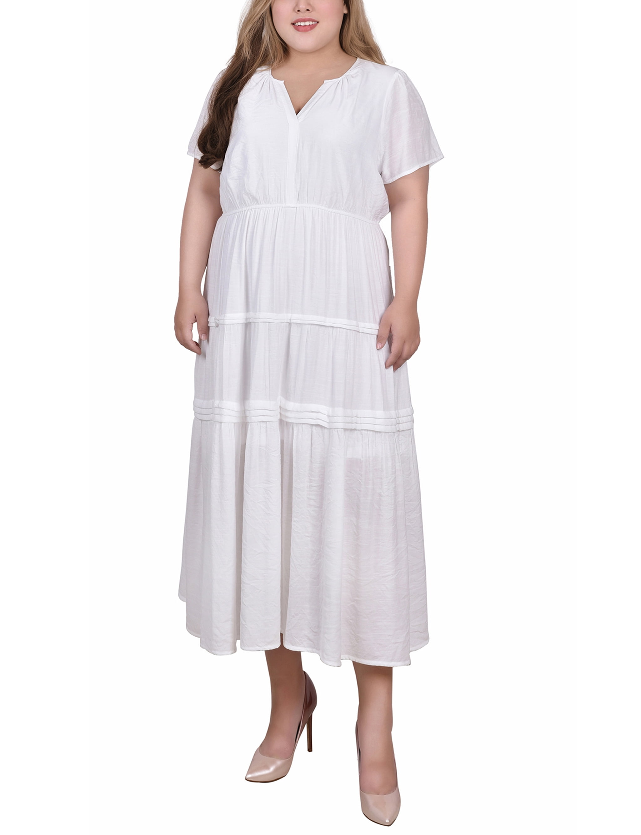 NY Collection Plus Size Ankle Length Short Sleeve Dress - Walmart.com