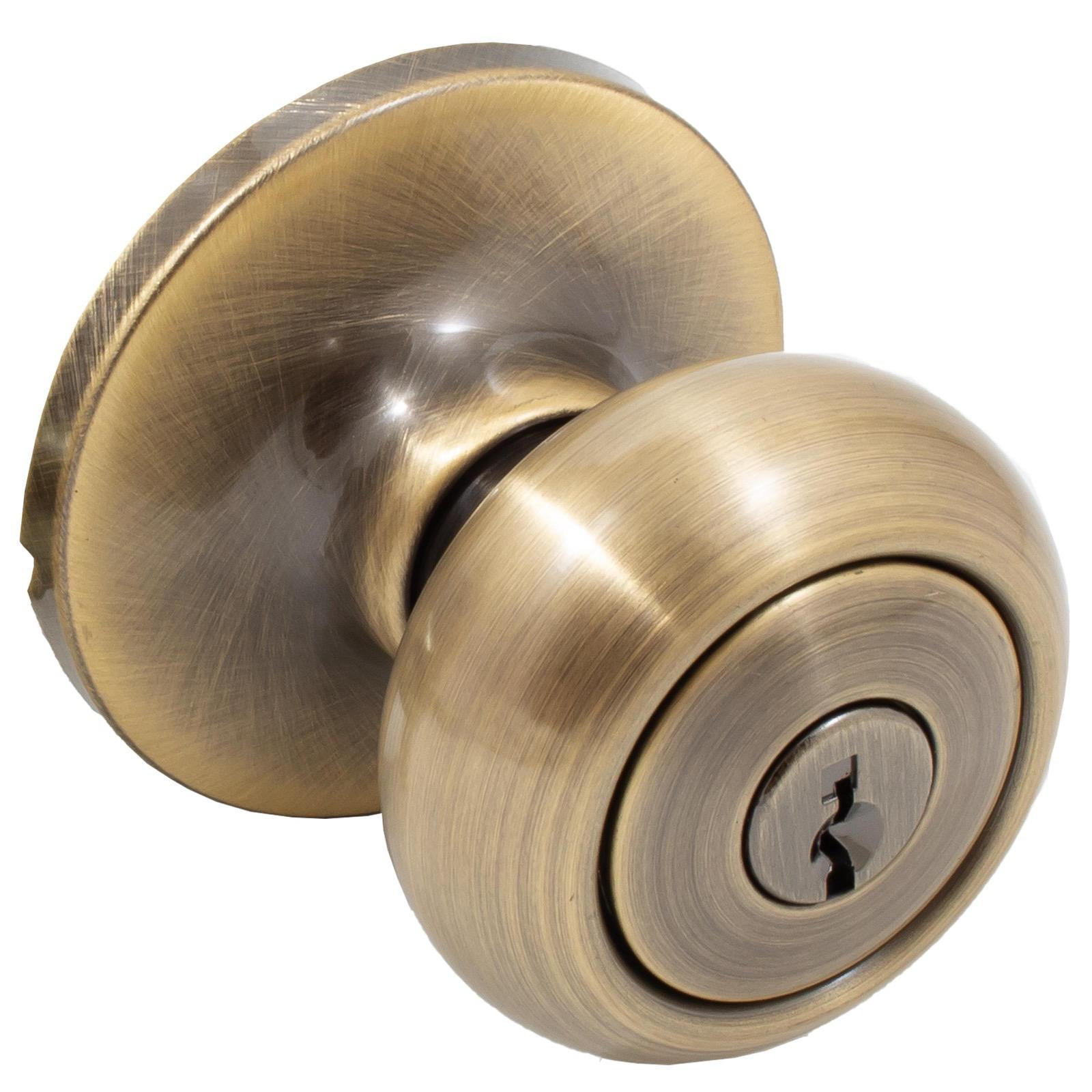 Highland Door Knob, Entry Latch, KW Keyway, Antique Brass by Stone ...