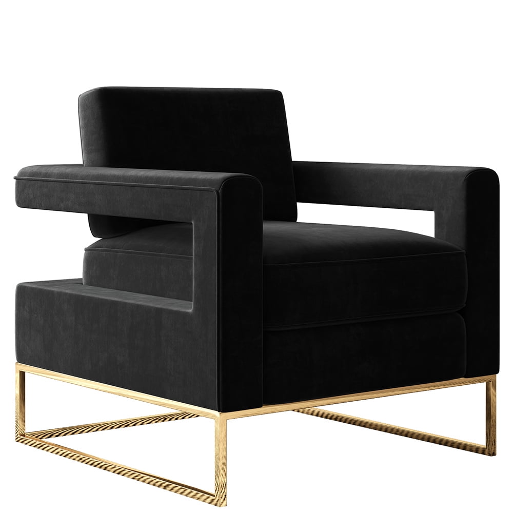 Cfowner Modern Velvet Accent Chair, Elegant Armchair with Stainless ...