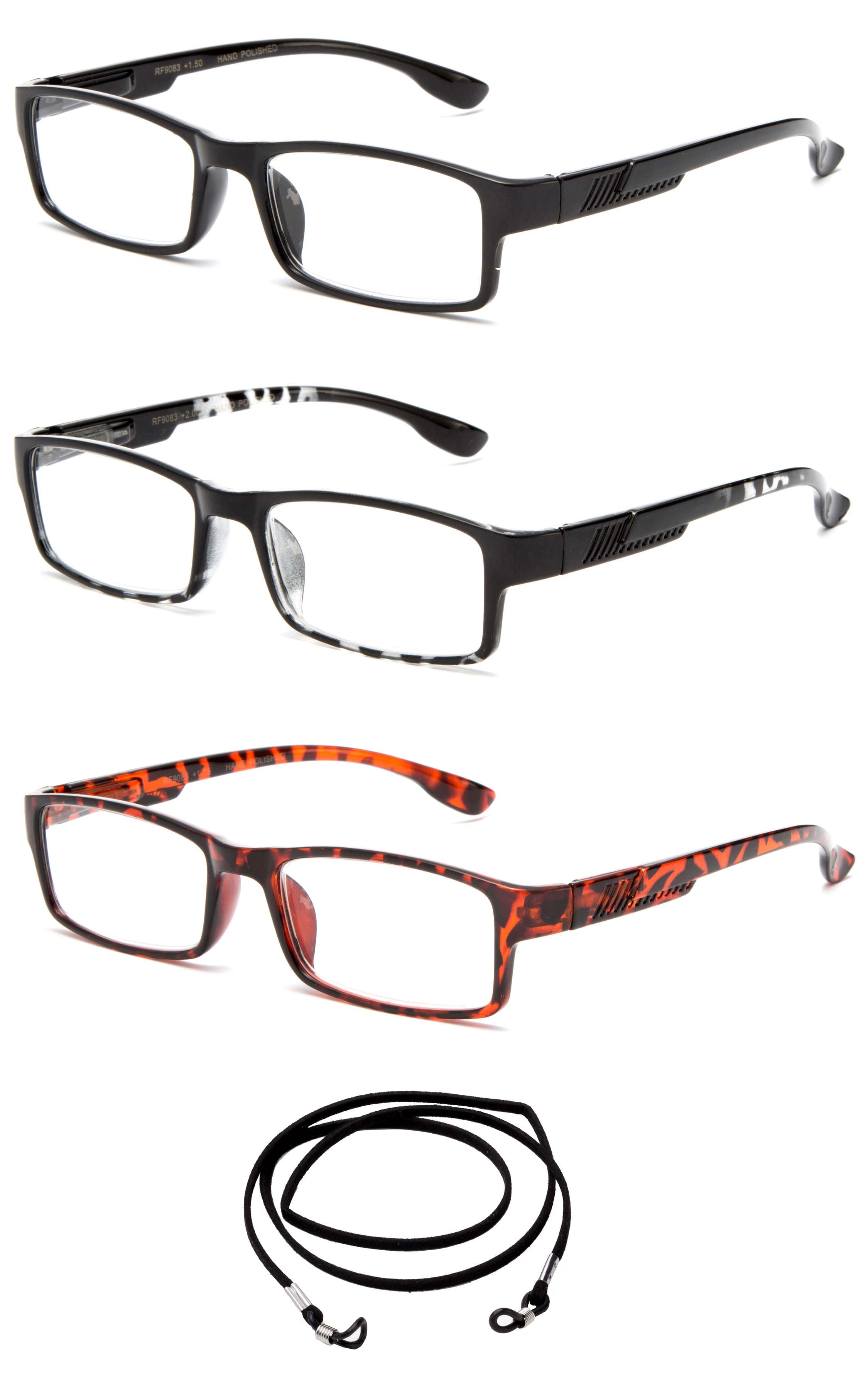 3 Pack Newbee Fashion - "Cema" Squared Thin Frame Fashion Reading ...