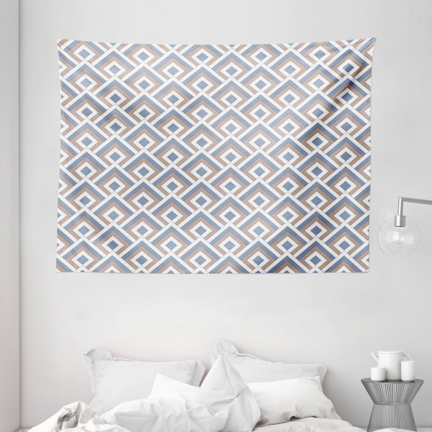 Geometric Tapestry Classical Repeating Pattern Of Modern Diagonal Nested Squares Wall Hanging