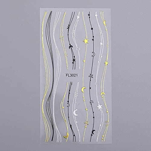 Gold 3d Nail Sticker Curve Stripe Lines Nails Stickers Gradient