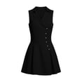 DYTTDG Women's Sleeveless V-Neck Button-Front Mini Dress | Notch Collar ...