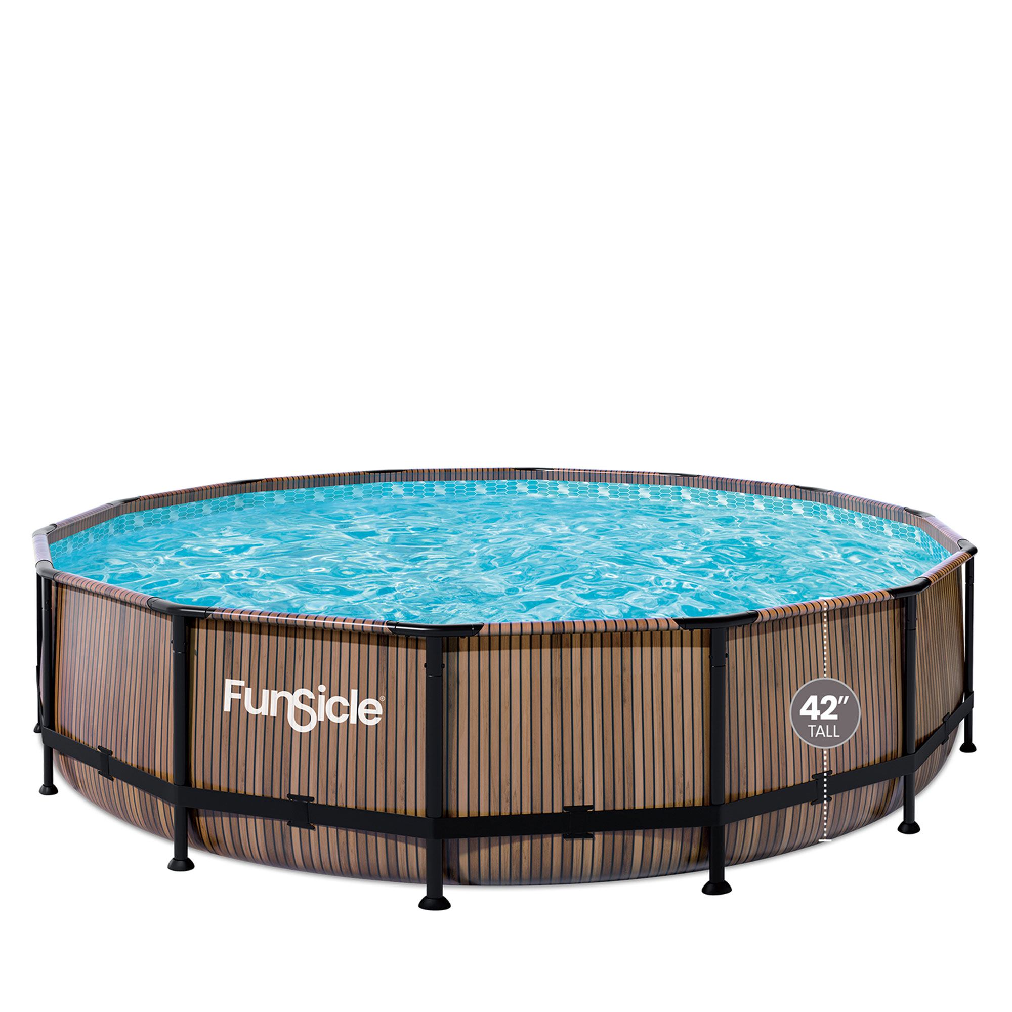 Funsicle 14ft x 42in Round Oasis Designer Above Ground Pool, Natural ...