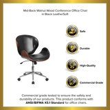 Merrick Lane Black Faux Leather Ergonomic Mid-Back Office Chair With ...