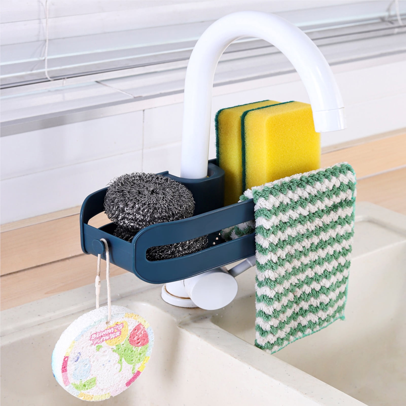 Waroomhouse Faucet Storage Rack Strong Load-bearing Punch Free Hollow ...