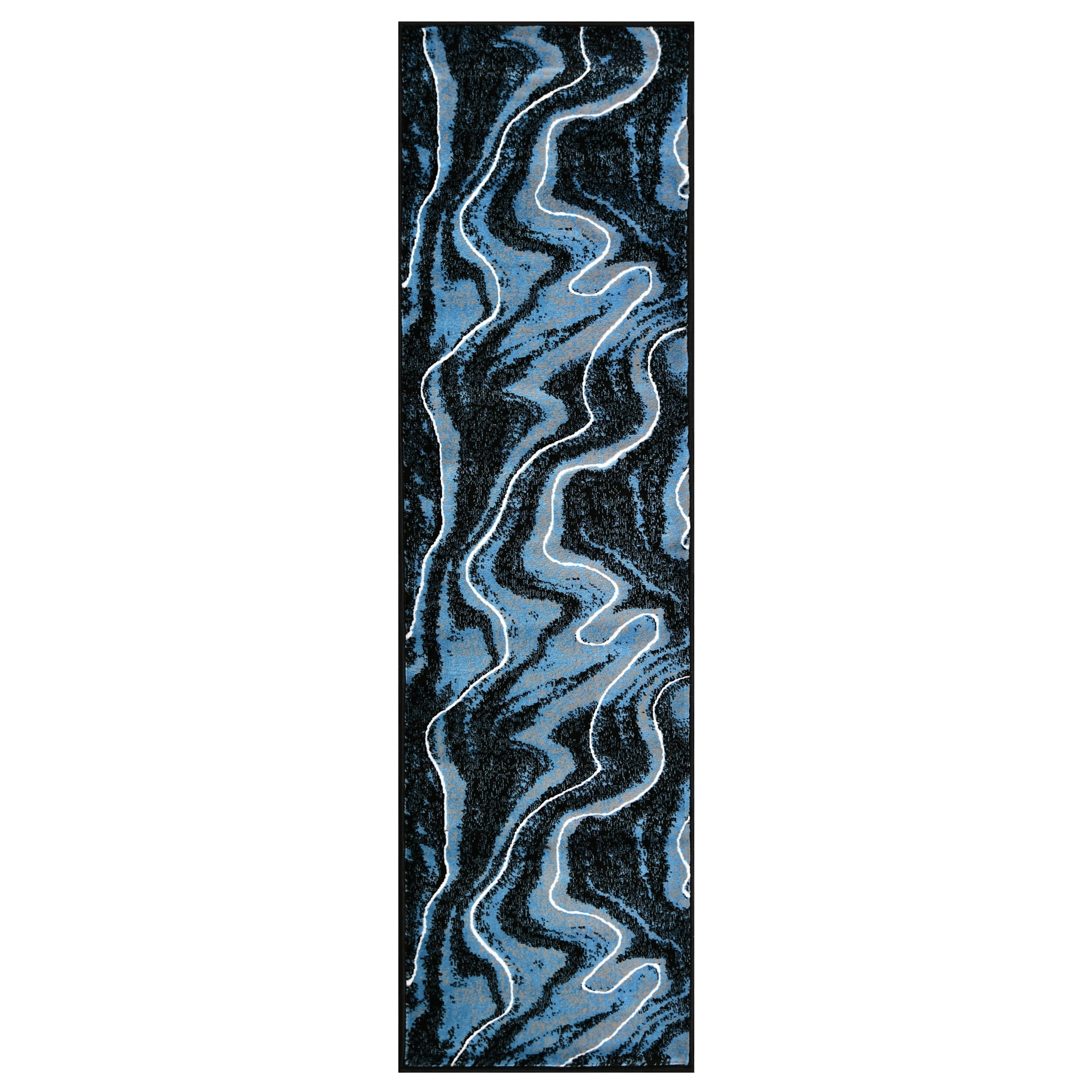 Allstar Rugs 2' 0" x 6' 11" Light Blue Modern Abstract Themed ...