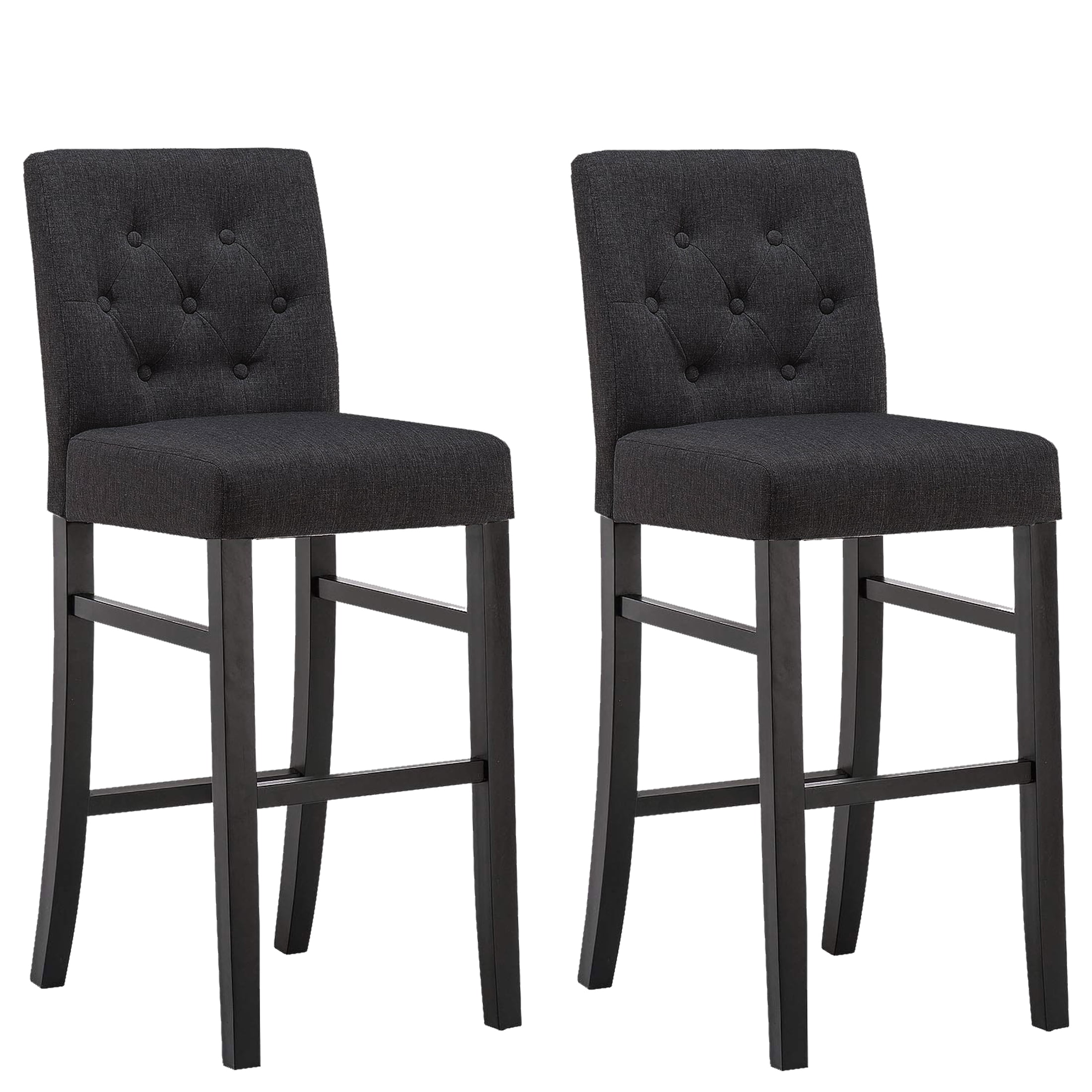 Homy Grigio Charcoal Fabric Tufted Upholstered 30 inch Bar Stools with ...