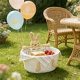 Blanket Basket,Cotton Rope Blanket Basket With Bunny Decoration ...