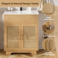 30 Inch Rattan Modern Farmhouse Bathroom Vanity with Sink，Rustic ...