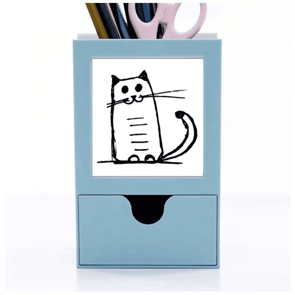 Cat Sle Sit Black Line Art Deco Fashion Desk Supplies Organizer Pen ...