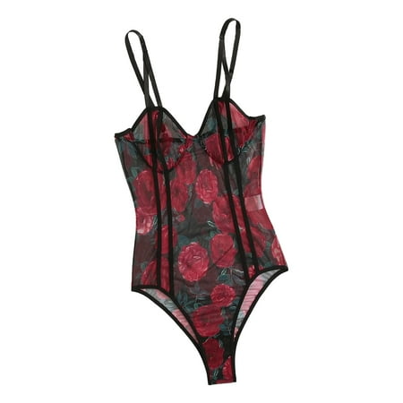 jovati Ladies Elegant Fashion Sexy Linger Floral Pattern Mesh Teddy ...