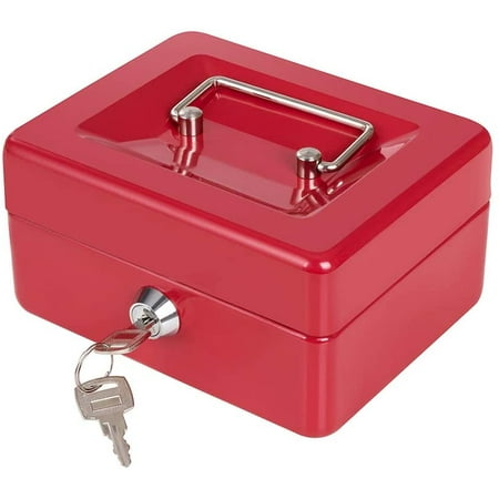 Cash Box with Key Lock and Money Tray for Kids Small Lock Box with Key ...