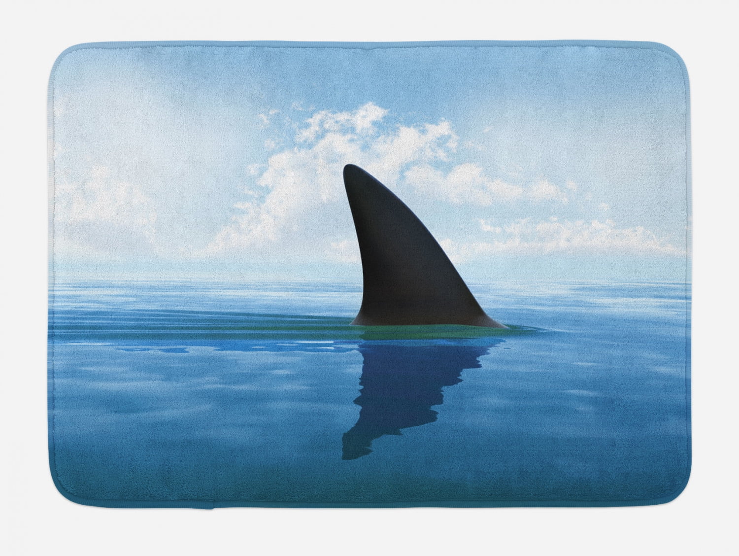 Shark Bath Mat, Shark Fish Fin over the Sea Surface Danger Caution ...