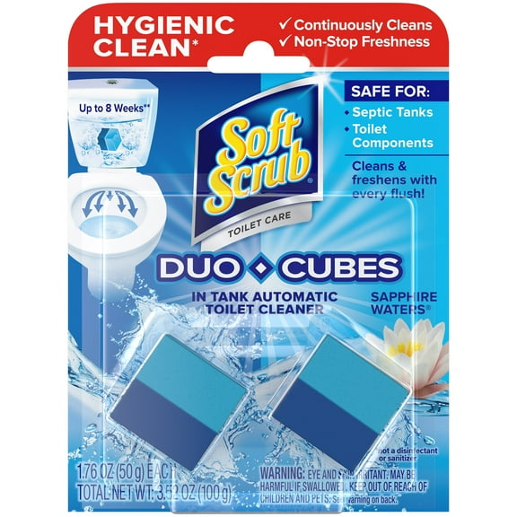 Soft Scrub In-Tank Toilet Cleaner Duo-Cubes, Sapphire Waters, 4 Count(2 ...